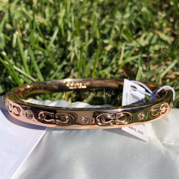 Coach | Jewelry | Coach Bangle Pave Bracelet Rose Gold Hinged | Poshmark